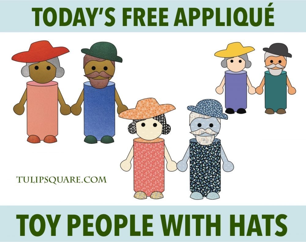 Free Appliqué Pattern - Toy People with Hats - TulipSquare.com