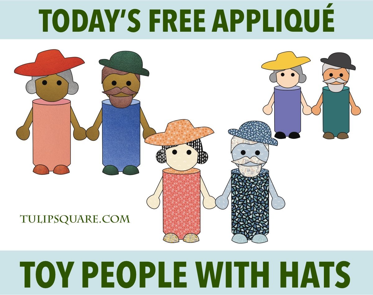 Free Appliqué Pattern - Toy People with Hats - TulipSquare.com