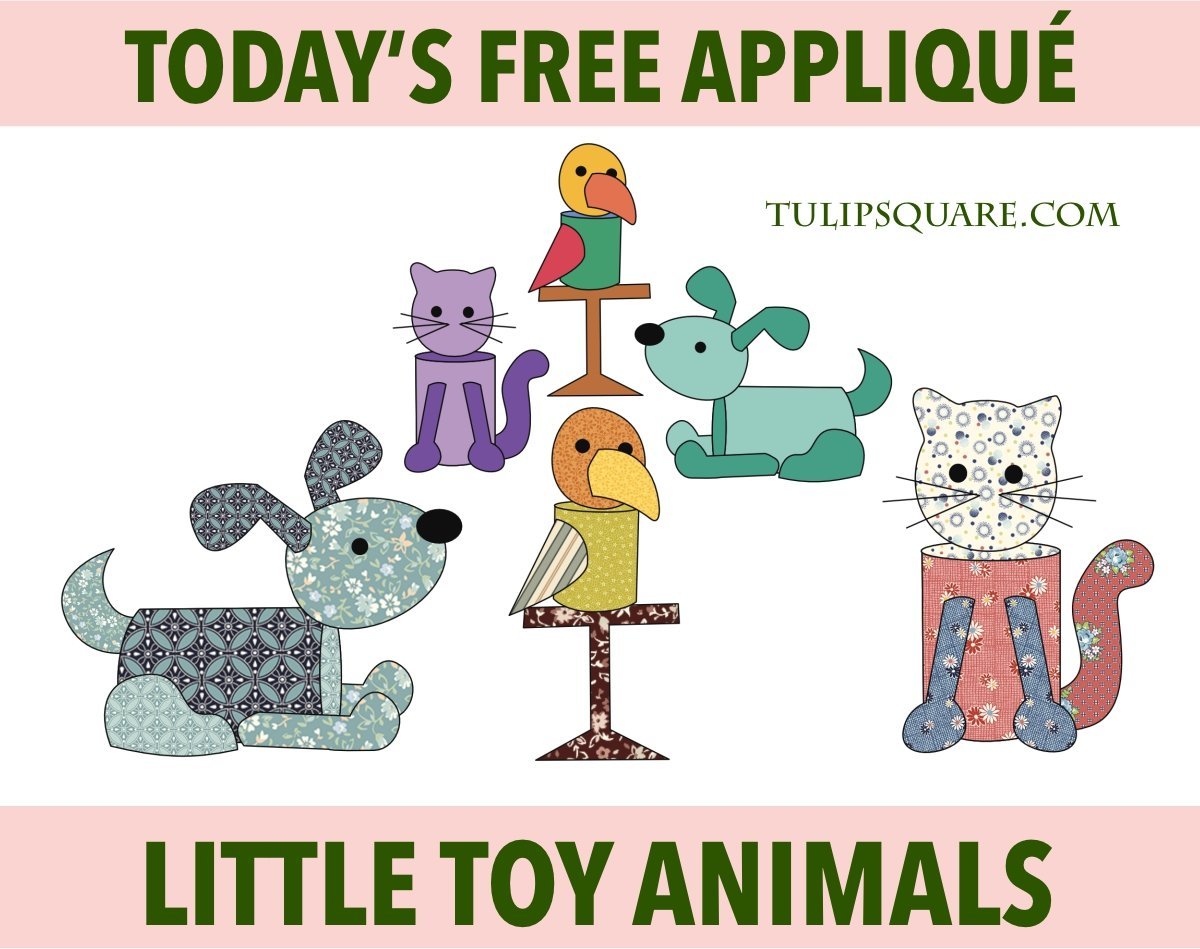 Free Appliqué Pattern - Little Toy Animals - TulipSquare.com