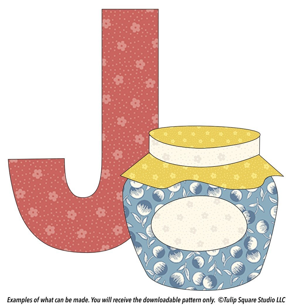 Free Alphabet Appliqué Pattern - J is for Jam - TulipSquare.com