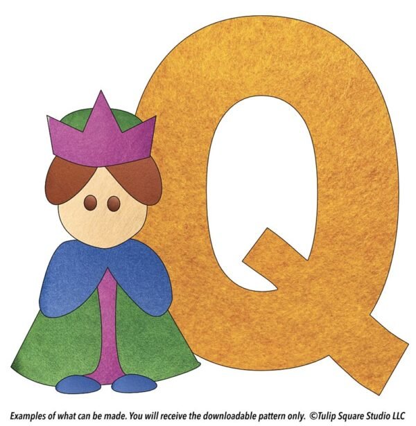 Free Alphabet Appliqué Pattern - Q is for Queen - TulipSquare.com