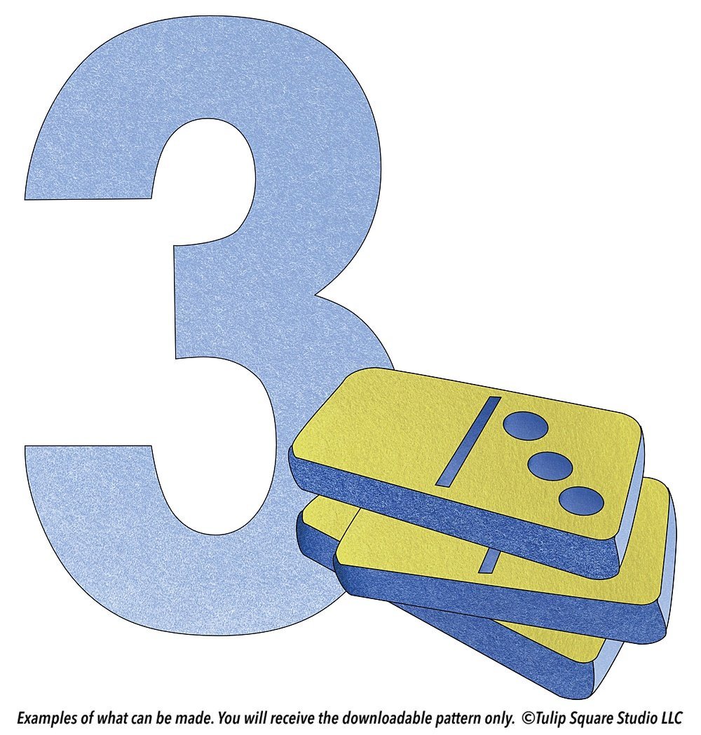 Free Dominos Appliqué Pattern - Number Three - TulipSquare.com