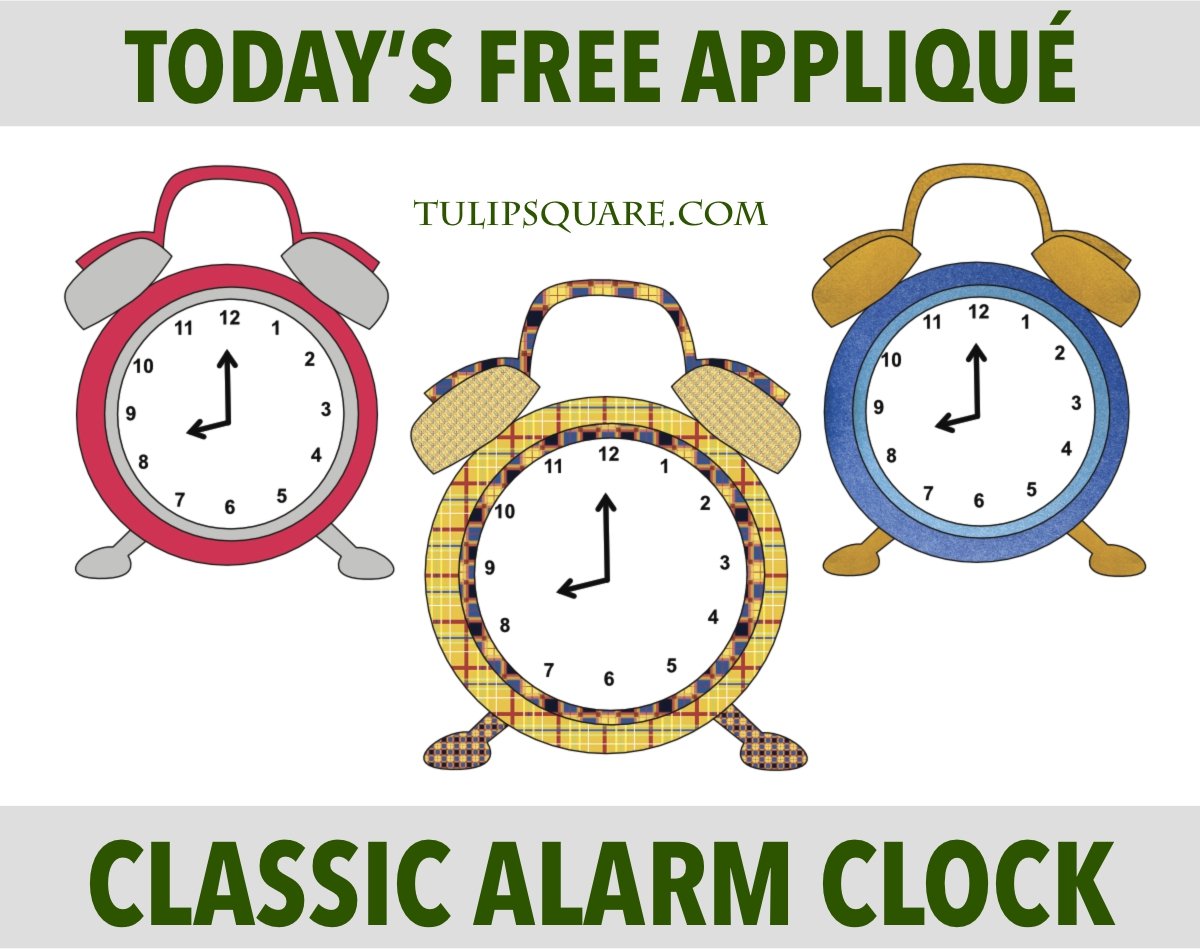 Free Clock Appliqué Pattern - Classic Alarm Clock - TulipSquare.com