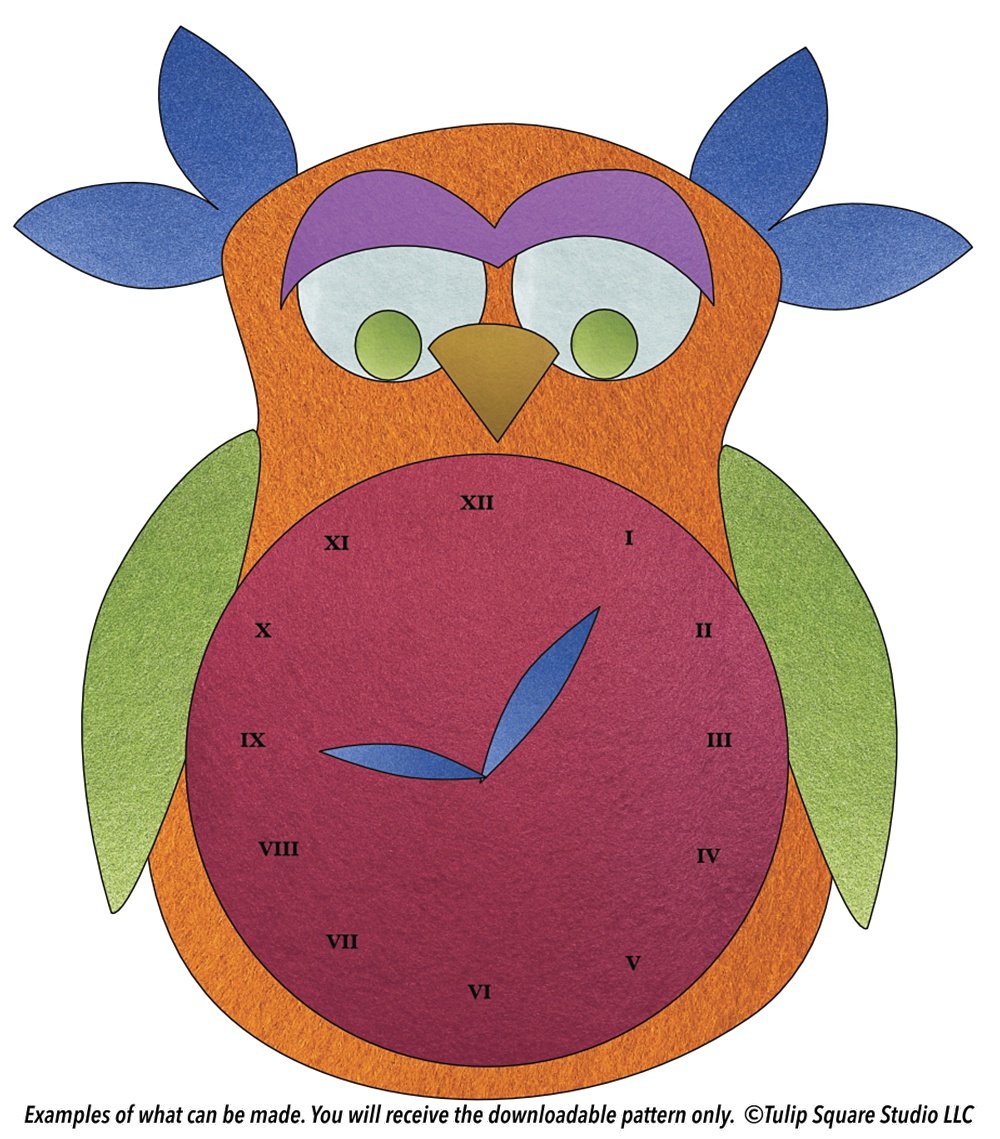 Free Clock Appliqué Pattern - Vintage Owl Clock - TulipSquare.com