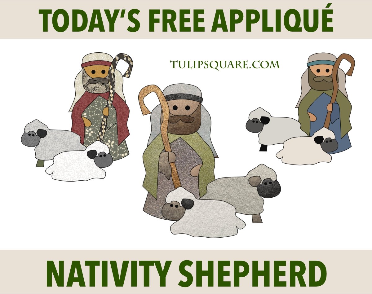 Free Nativity Appliqué Pattern - Shepherd and Sheep - TulipSquare.com