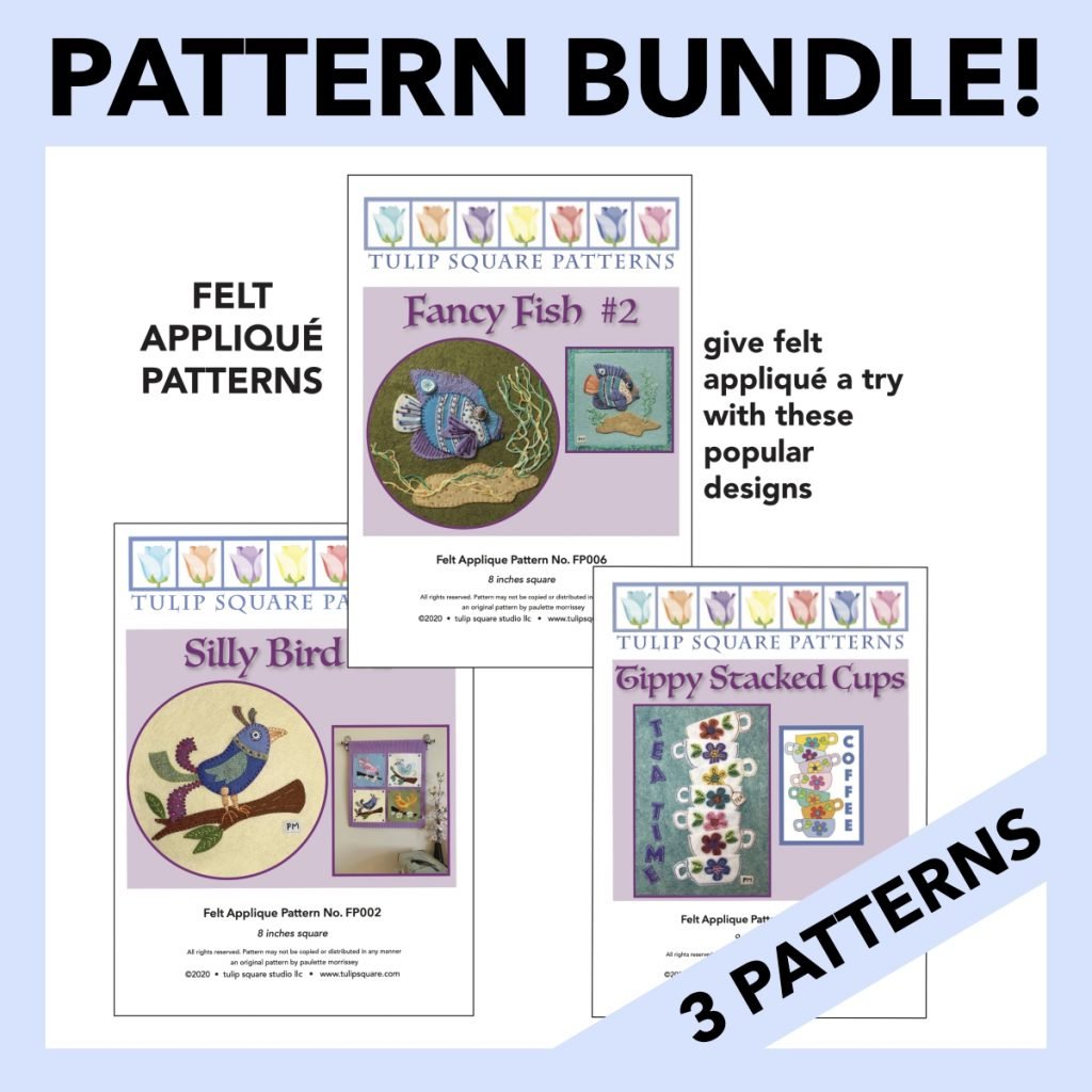 Pattern Bundle - 3 Complete Felt Applique Patterns - Tulip Square ~ Patterns for useful quilted ...