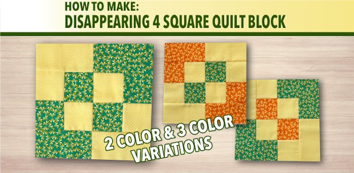 Disappearing Four Square Quilt Block - Tulip Square ~ Patterns for ...