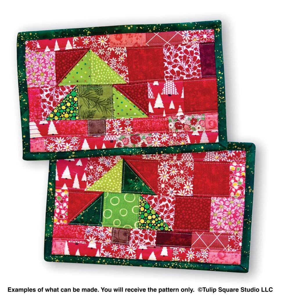 Scrappy Christmas Tree Mug Rugs #637 - Tulip Square ~ Patterns for ...