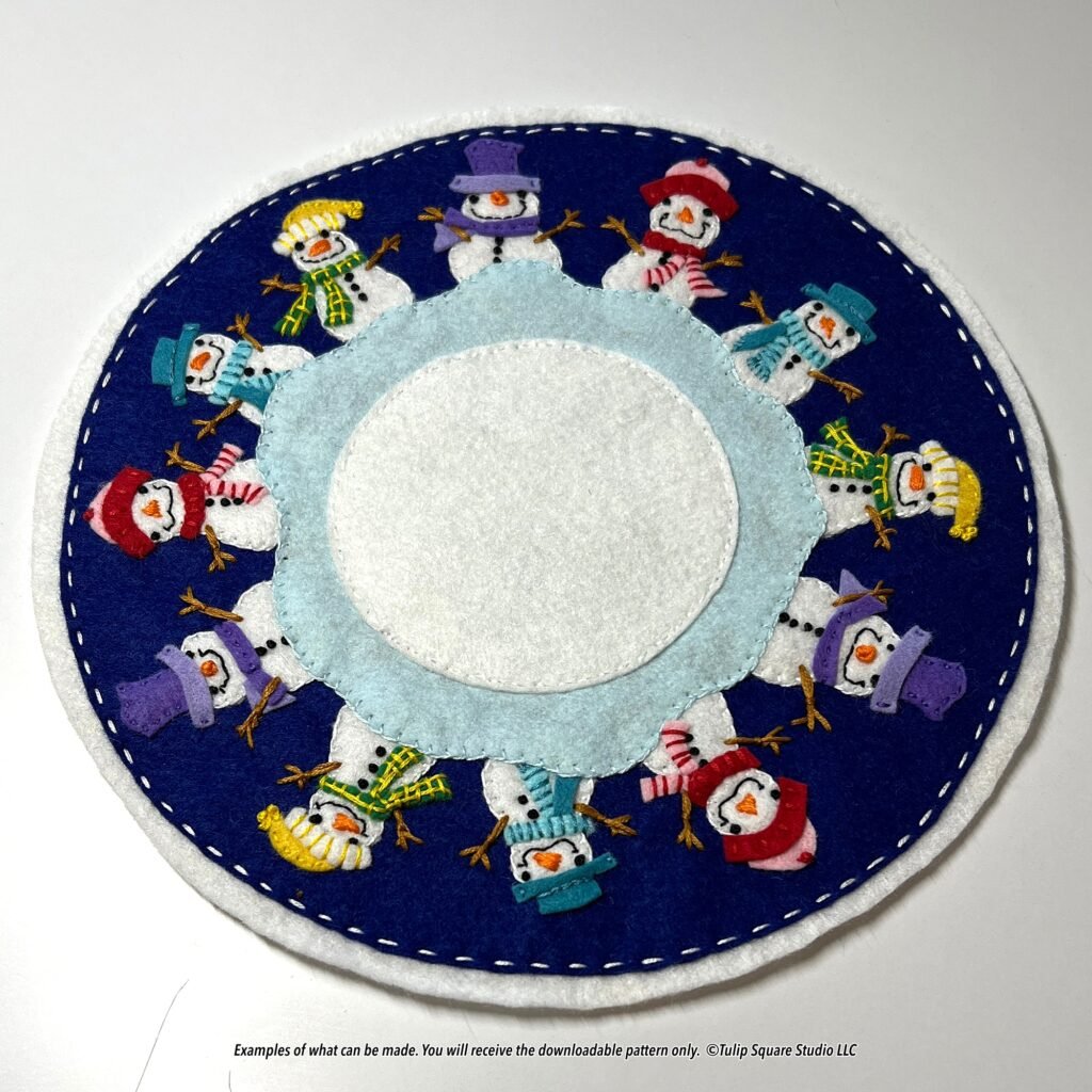Snowman Round Candle Warmer Mat Felt Appliqué Pattern #FP018 - Tulip ...